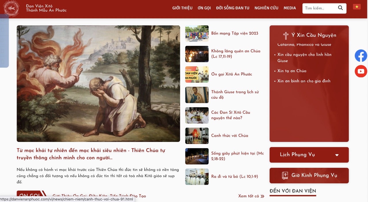 Giới thiệu Website chính thức của Đan viện Xitô Thánh Mẫu An Phước